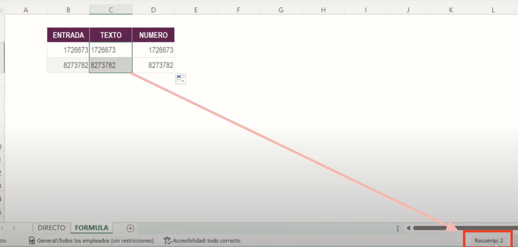 Convertir formato de números a texto en Excel