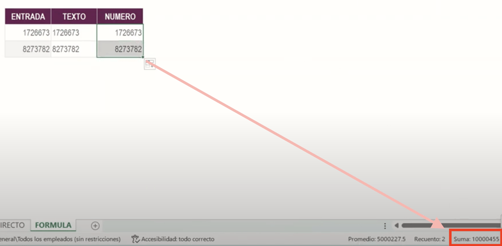 Convertir formato de números a texto en Excel