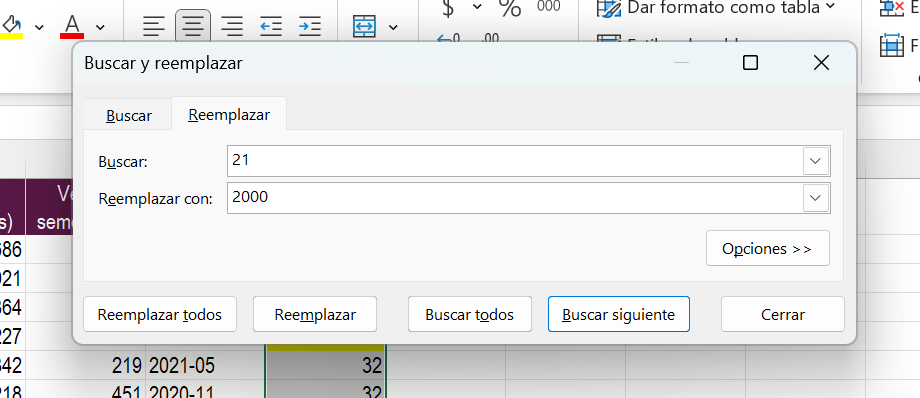 Buscar y Reemplazar valores en Excel