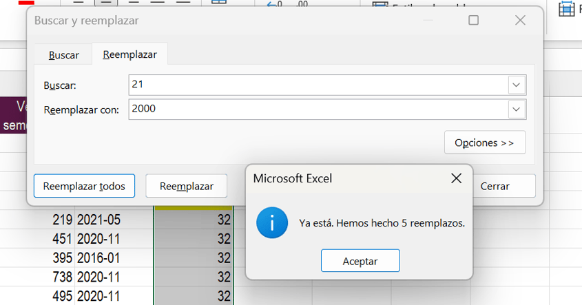 Buscar y Reemplazar valores en Excel