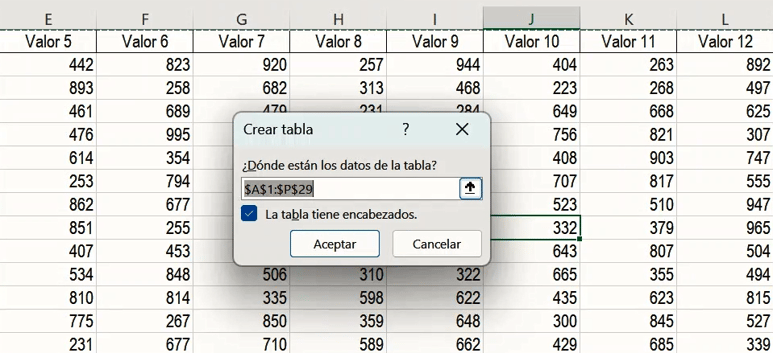 Dar formato como TABLA en Excel