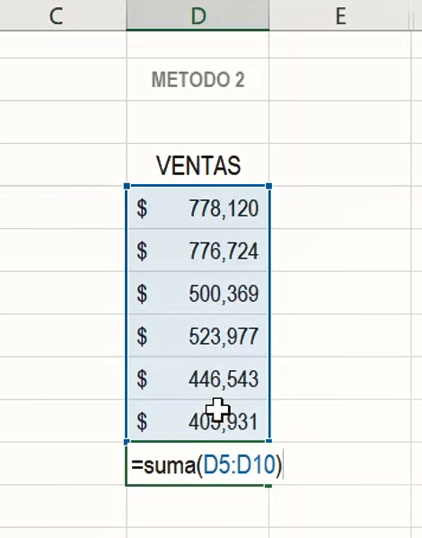 Cómo sumar celdas en Excel
