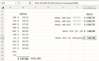 Restar en Excel - FORMULA