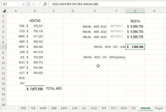 Restar en Excel - FORMULA