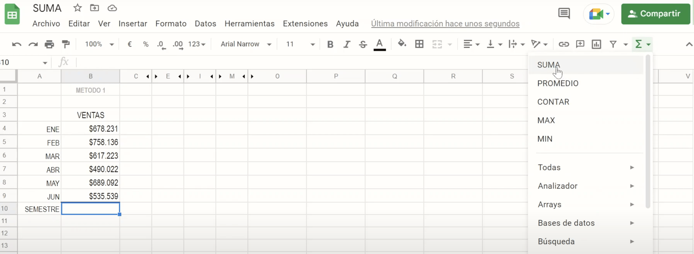 Cómo sumar celdas en Excel