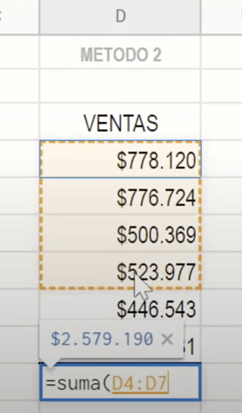 Cómo sumar celdas en Excel