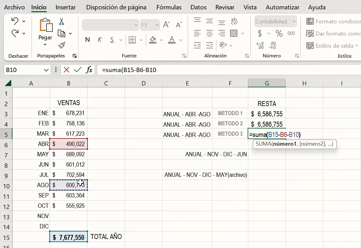 Restar en Excel - FORMULA Restar en Excel - FORMULA